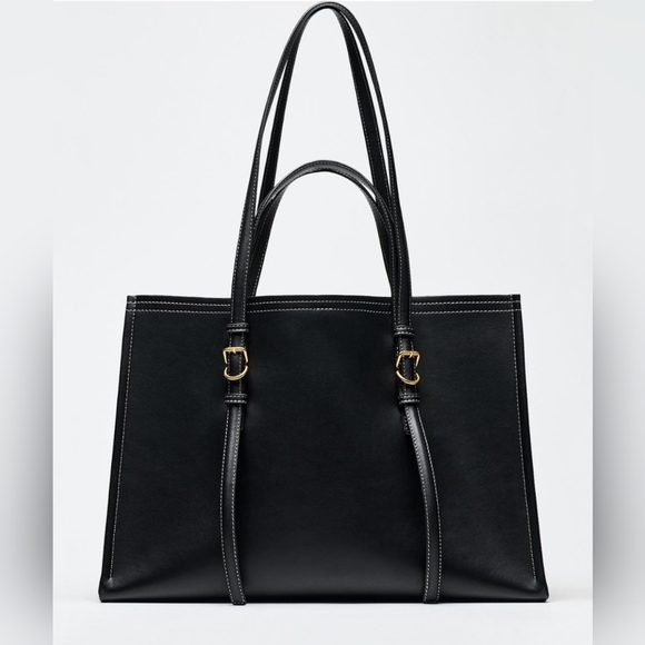 Zara | Bags | Zara Topstitched Tote Bag | Poshmark